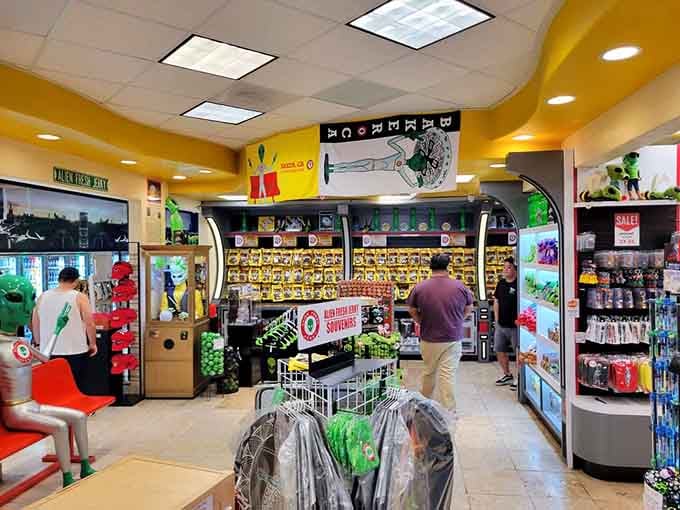 Inside, it's like Willy Wonka's factory met a UFO and they decided to open a snack emporium together.