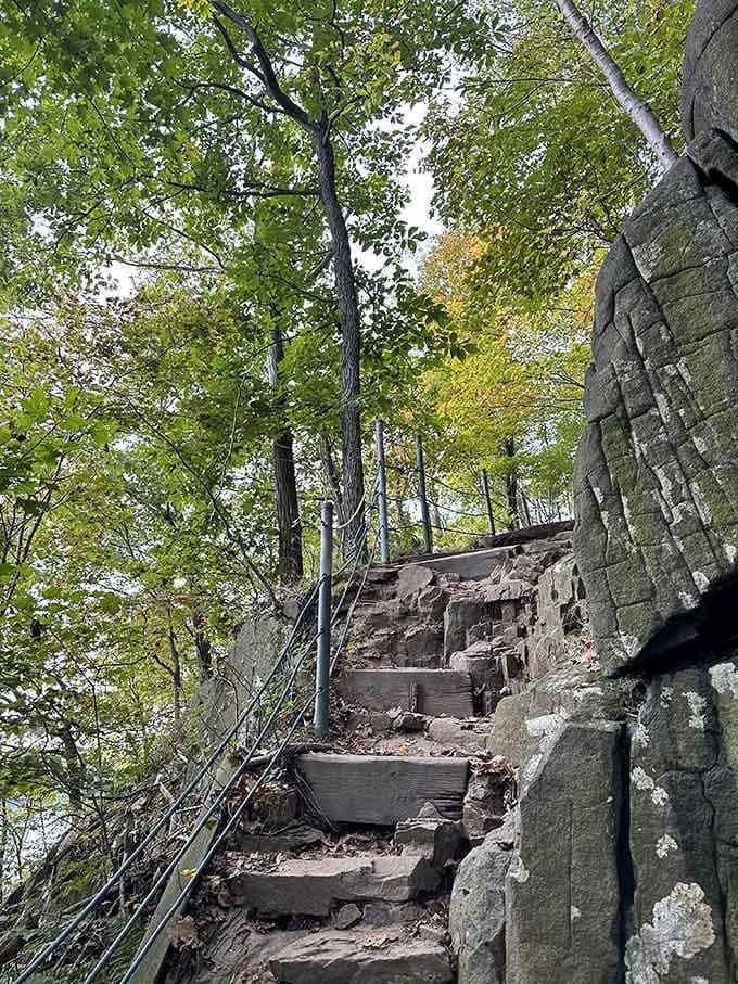 Stone steps carved into ancient rock: proof that the best things in life require a little climbing effort.