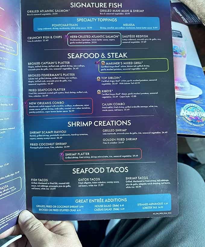When the menu offers this many seafood options, even the fish in the tank start taking notes.