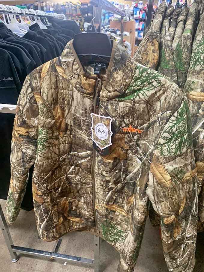 Camouflage jacket ready for Michigan's hunting season, because blending in has never looked so professionally discounted.