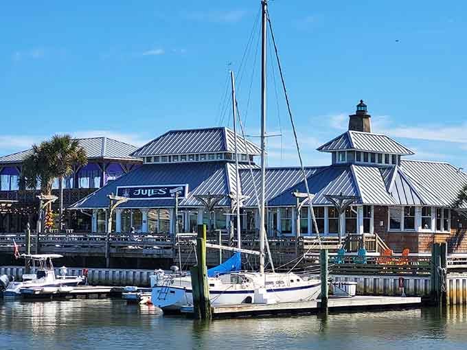 Jules' waterfront dining proves that the best tables always come with a side of bobbing sailboats.