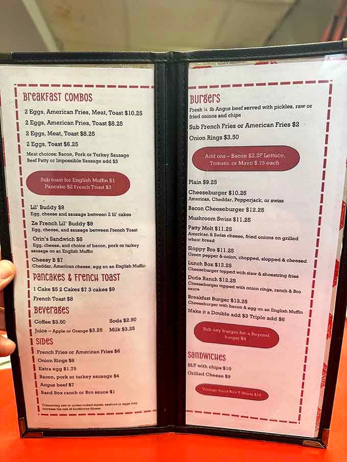 This menu reads like a love letter to breakfast, written by someone who really understands carbohydrates.