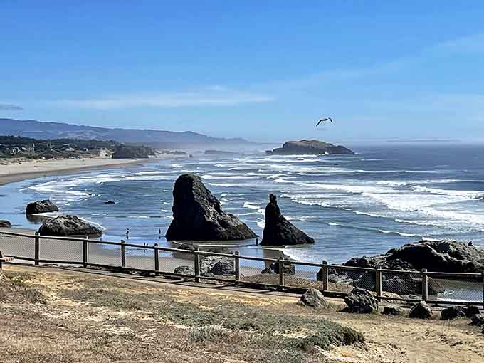 Face Rock's dramatic sea stacks create nature's own sculpture garden, no admission fee required.