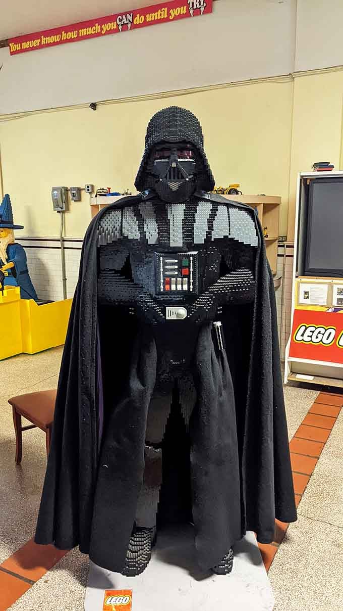 Standing face-to-face with a life-sized Darth Vader built from thousands of tiny bricks is surprisingly intimidating.