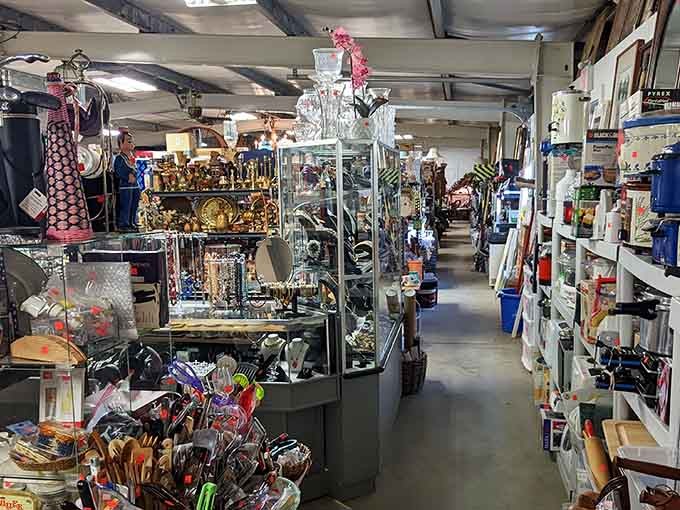 Treasure hunting through endless aisles where one person's clutter becomes your vintage chandelier and conversation starter at dinner parties.