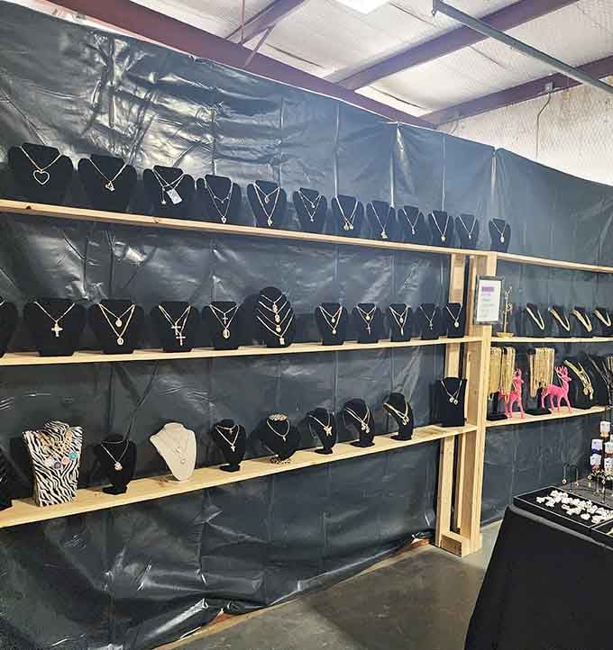Jewelry displayed on black velvet transforms everyday browsing into feeling like you've discovered a pirate's secret stash.