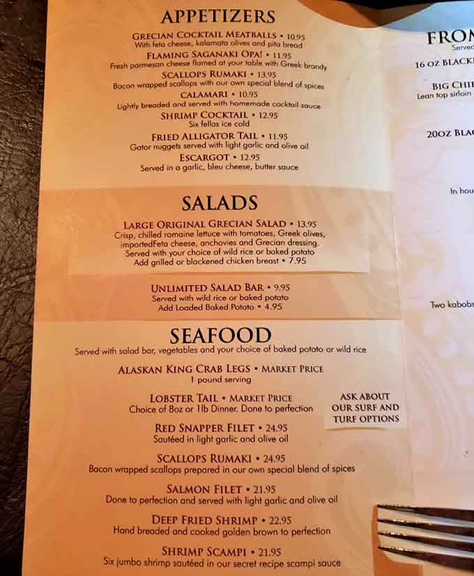 When the appetizers include flaming cheese and alligator tail, you know you're in for an adventure.