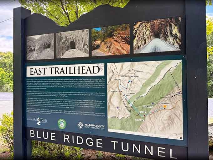 Your adventure starts here at the trailhead, where helpful signage explains exactly what you're about to experience underground.
