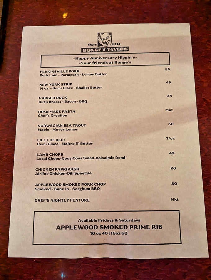 This menu reads like a love letter to quality ingredients, from duck to lamb to prime rib perfection.