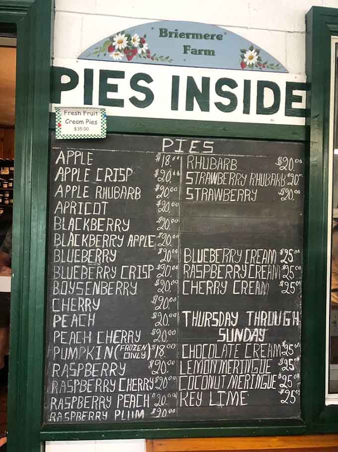 This chalkboard menu reads like a greatest hits album of pie flavors, and yes, choosing just one is impossible.