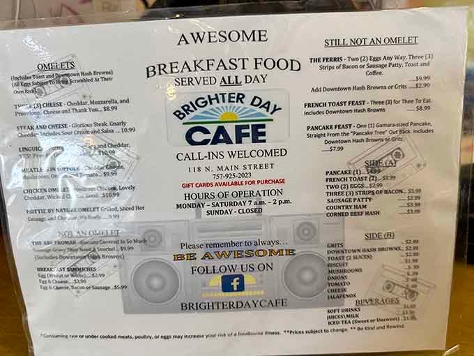 "Be Awesome" isn't just a suggestion here, it's practically the house philosophy printed right on the menu.