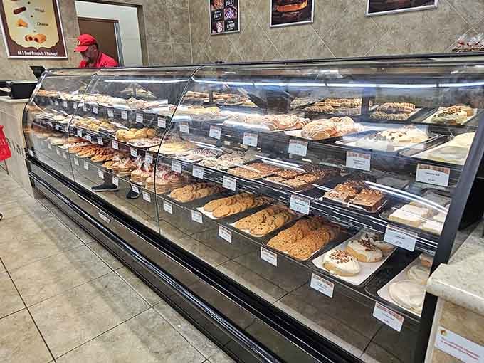 Fresh pastries lined up like edible soldiers, ready to make your road trip breakfast dreams come true at last.