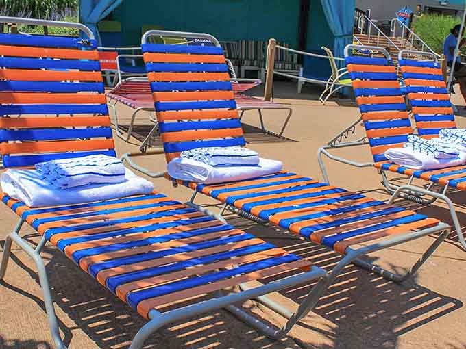 These striped loungers are calling your name louder than your couch ever did on a lazy Sunday.