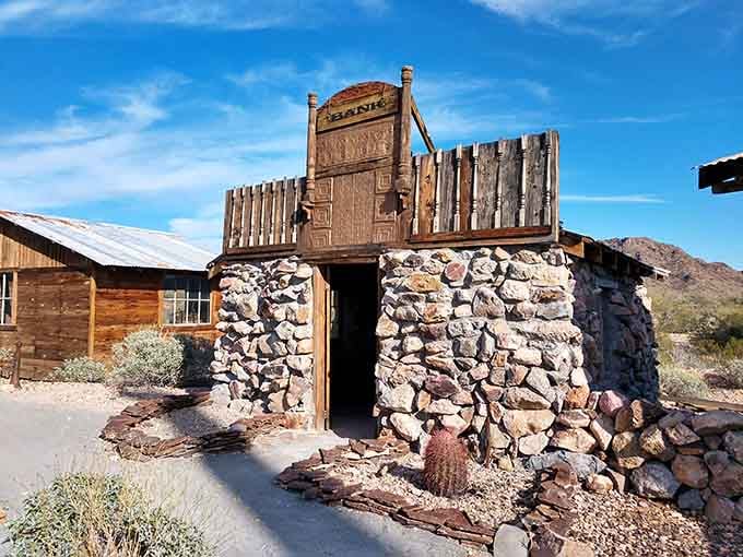 This stone bank building once safeguarded miners' hard-earned silver, back when ATMs meant "Actually Talking to Men."