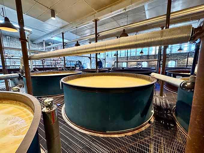 Those fermentation tanks hold tomorrow's bourbon, bubbling away like a delicious science experiment you actually want to drink.