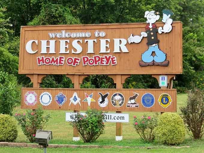 Welcome to Chester, where Popeye isn't just a cartoon character but practically the mayor of this charming community.