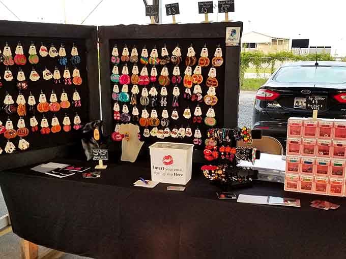 Handcrafted earrings displayed like tiny works of art, each pair ready to spark conversations at your next gathering.