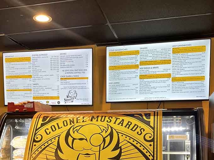 This menu board holds more delicious possibilities than you can shake a pickle at, and yes, there are pickles.