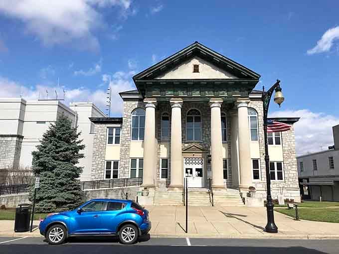 The Alleghany County Courthouse stands proud, proving that civic architecture once had actual personality and style.