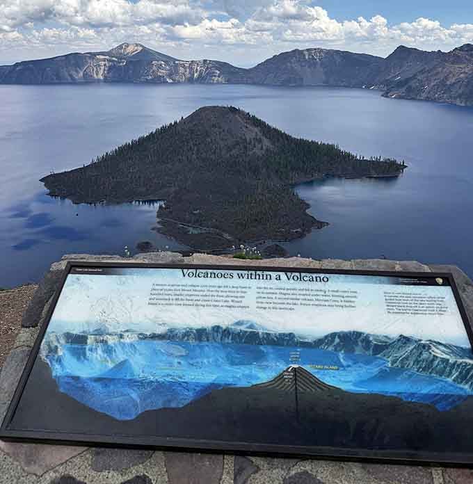 Volcanoes within a volcano? Nature's showing off its nesting doll skills with serious geological flair here.