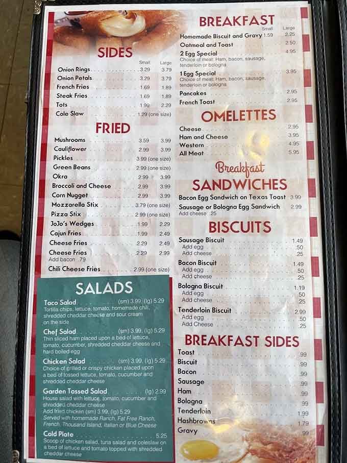 When a menu offers fried pickles, mozzarella stix, and homemade biscuits, you know someone understands what America really needs.