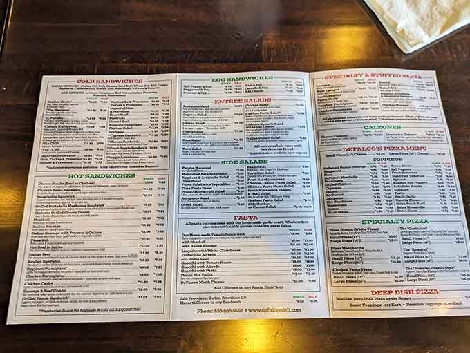 This menu is basically a love letter to Italian-American cuisine, and every page deserves your attention.