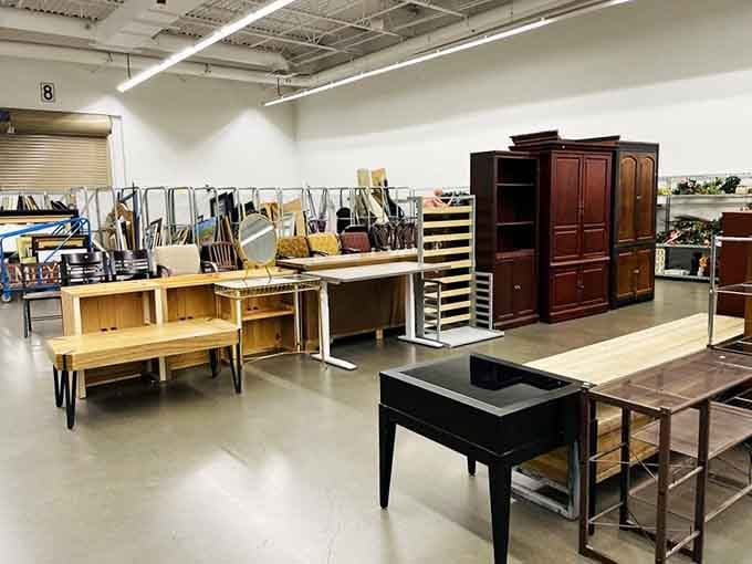 From sleek coffee tables to sturdy armoires, this furniture section looks like IKEA's cooler, more affordable older sibling.