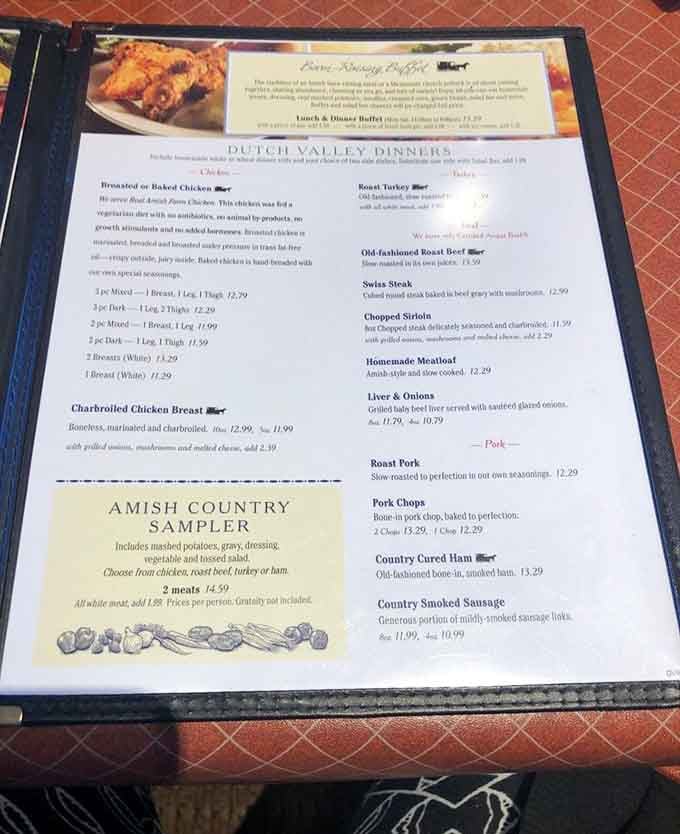When the menu features an Amish Country Sampler, you know someone's taking your hunger seriously and personally.
