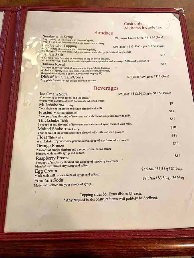 This menu hasn't changed much because perfection doesn't need updates or trendy rebranding campaigns.