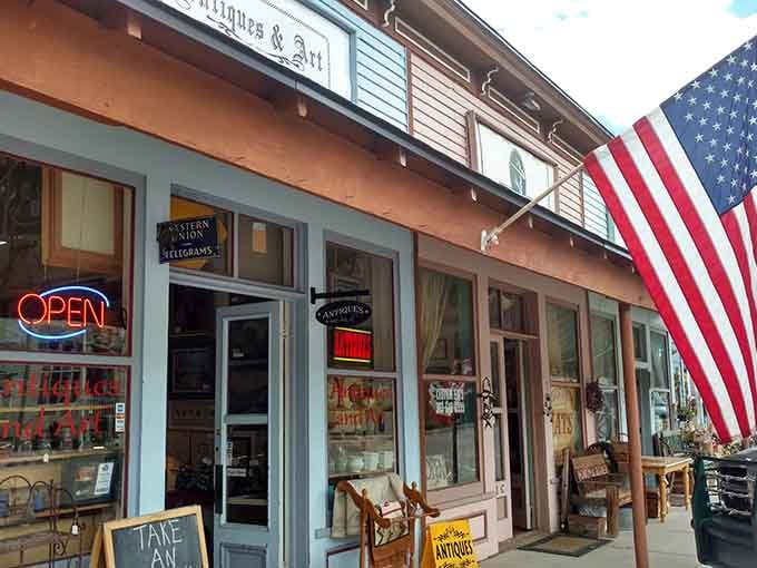 When antique shops fly the flag this proudly, you know they take both history and hospitality seriously around here.