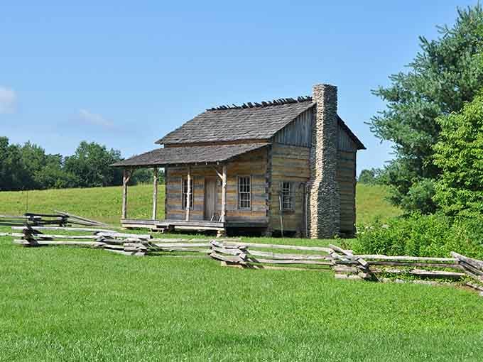 This log cabin has seen more history than most textbooks, and it doesn't need a gift shop.