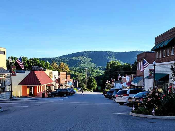 Main Street looks like a postcard your grandmother would send, complete with mountains photobombing the background.