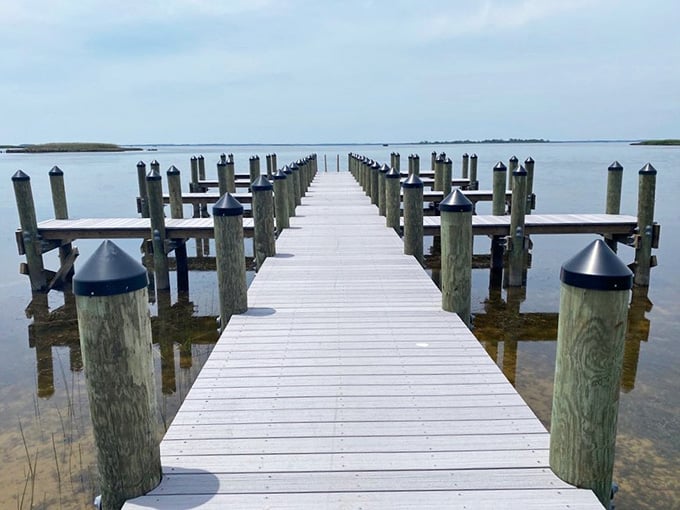 This dock stretches toward tranquility like a wooden bridge to somewhere your phone can't follow.