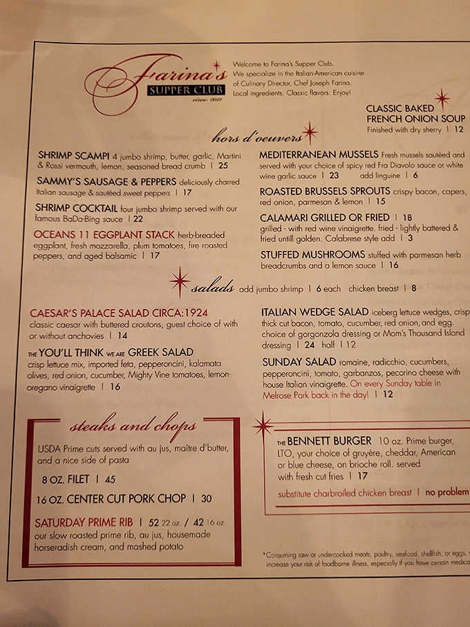 A menu that reads like a greatest hits album of Italian-American cuisine, every dish a classic.