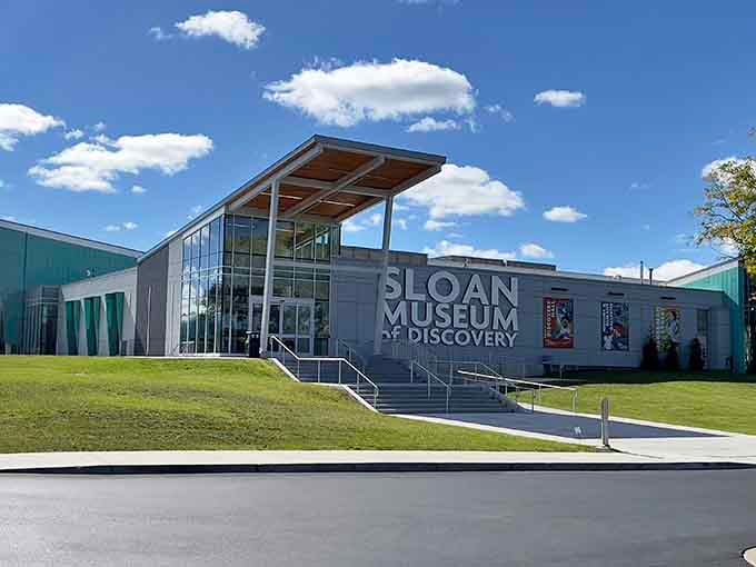 Modern glass and steel welcome curious minds to explore automotive history and scientific wonders under one roof.