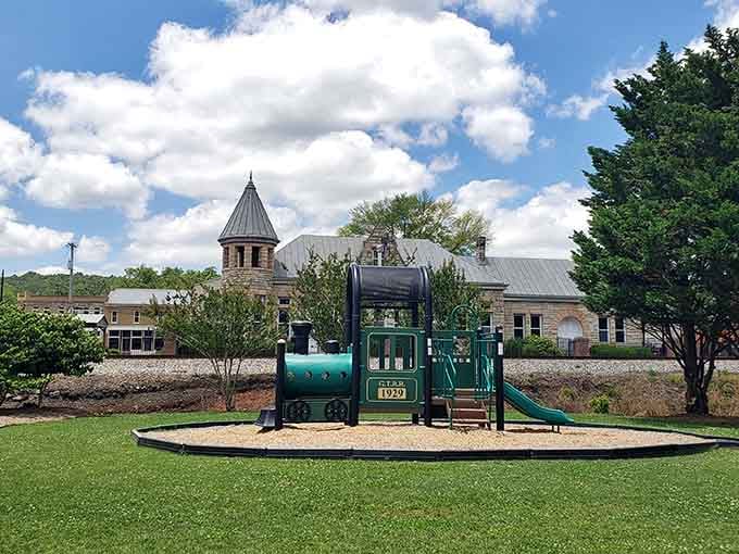 Even the playgrounds here come with mountain views that'll make your suburban park look downright depressing.