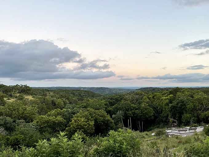 The Hill Country landscape rolls on forever, proving that Texas does have an off switch for flat terrain.