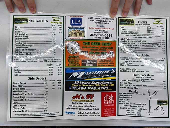 When your menu needs business card magnets to stay put, you know it's been feeding people right.