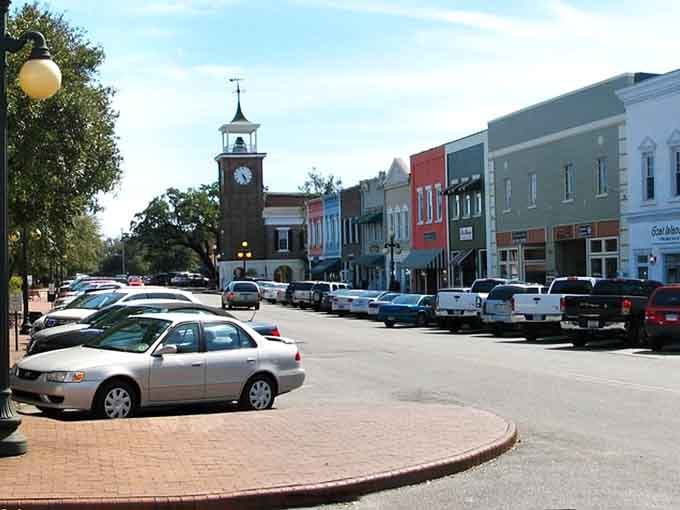 Downtown Georgetown where parallel parking is an art form and that clock tower watches over everything like a patient grandfather.