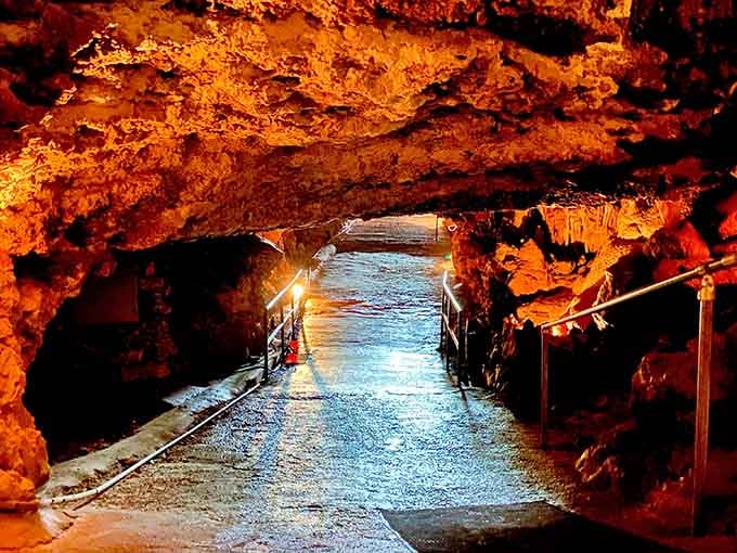 Walking through this illuminated cavern feels like stepping into a Jules Verne novel, minus the questionable science.
