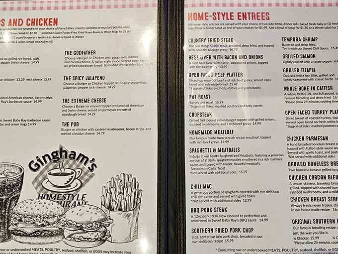This menu reads like your grandmother's recipe box if she'd decided to open the world's friendliest restaurant.