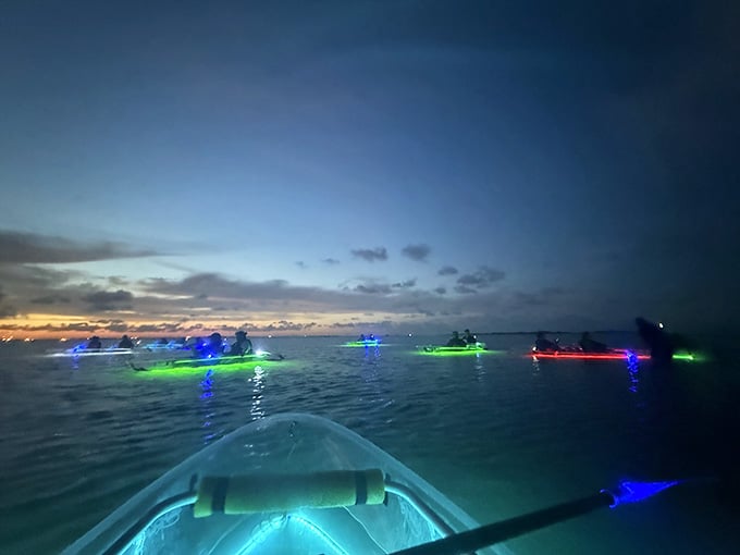 A floating rainbow parade on the Laguna Madre, because regular kayaking was apparently too subtle for Texas.