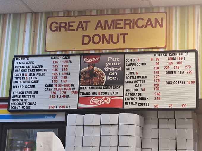 This menu board is your roadmap to happiness, listing every sweet possibility your heart could desire this morning.