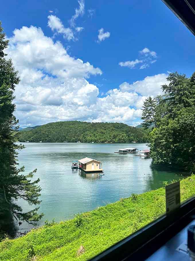 This is what happens when Mother Nature decides to show off through your train window: pure Fontana Lake perfection.