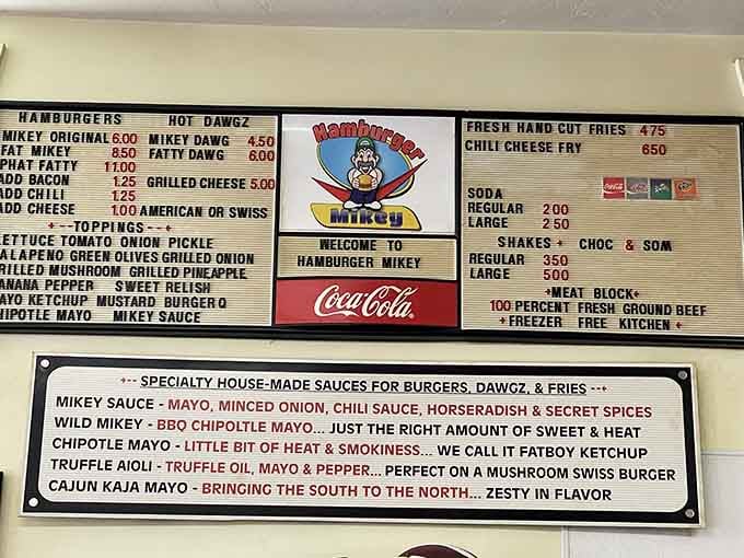 When a menu needs to explain its house-made sauces in detail, you know someone's taking this burger business seriously.
