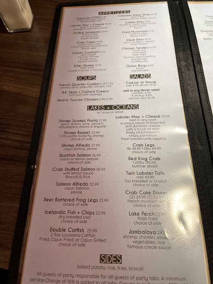 This menu reads like a greatest hits album of coastal cuisine, now playing in landlocked Michigan.