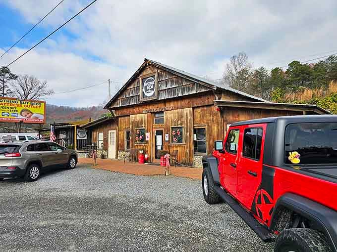 Hayesville Brew's rustic exterior hints at the local gathering spot where coffee and conversation flow freely.