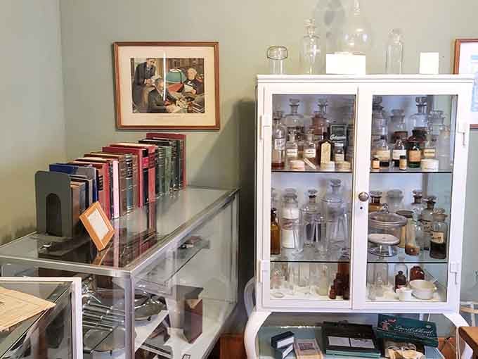 Vintage medical books and mysterious bottles&mdash;like your grandmother's medicine cabinet, but way more interesting and alarming.