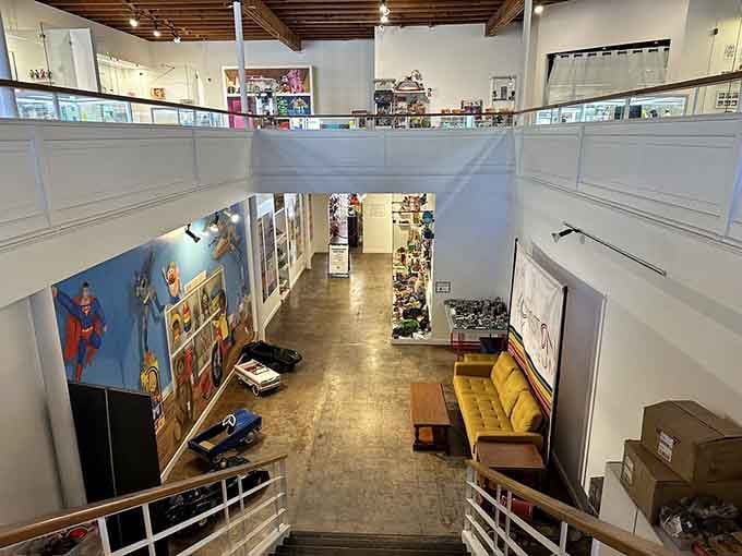 Looking down from the second level feels like surveying your entire childhood spread out in glorious Technicolor.