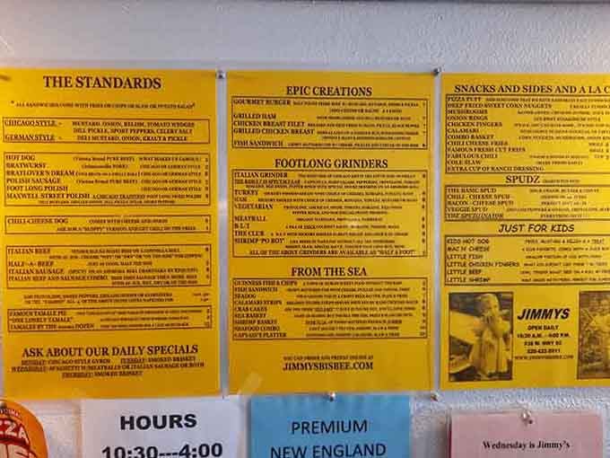 This glorious yellow menu board reads like a choose-your-own-adventure novel, except every ending involves delicious satisfaction.